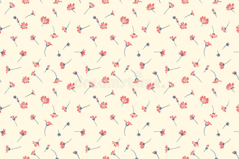 Red Tiny Wild Flowers and Small Buds Scattered Randomly on a Seamless ...