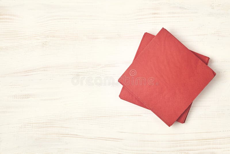 Red Tissue Paper on Wooden Table. Top View. Stock Image - Image of ...