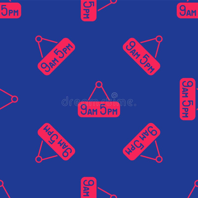 Red from 9 To 5 Job Icon Isolated Seamless Pattern on Blue Background ...
