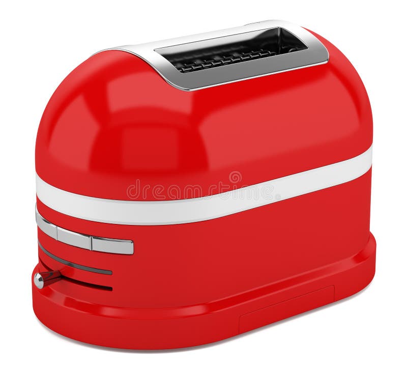 Red Toaster Isolated on White Stock Illustration - Illustration of ...