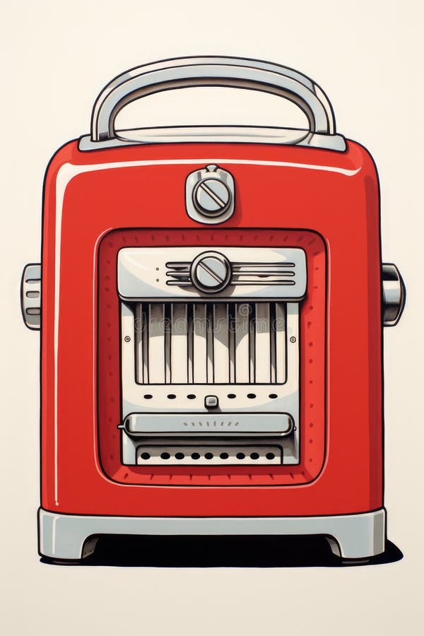 A Red Toaster Sitting on Top of a Counter. Stock Illustration ...