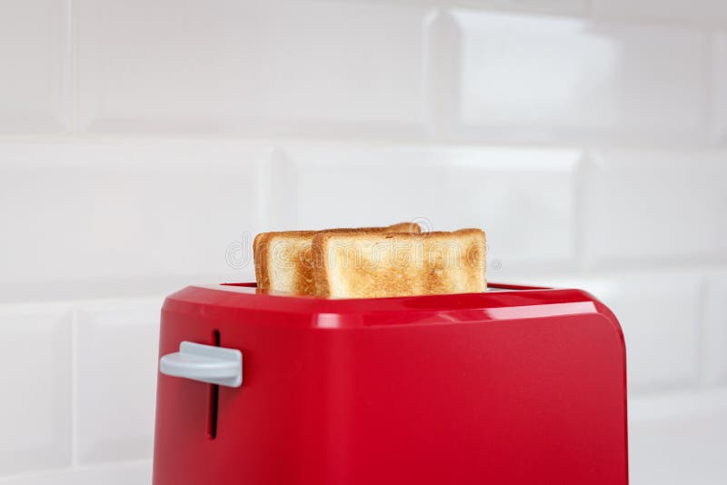 Red Toaster with Slices of Bread Stock Image - Image of kitchen ...