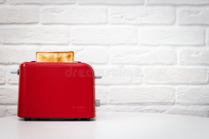 Red Toaster with Toasted Bread for Breakfast Inside. Stock Image ...