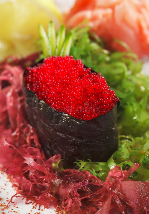 Red Tobiko Sushi stock image. Image of asia, rice, delicacy - 11592885