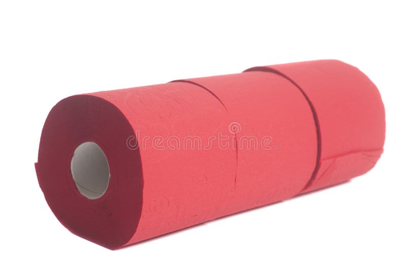 Red Toilet Paper Isolated on White Background Stock Photo - Image of ...