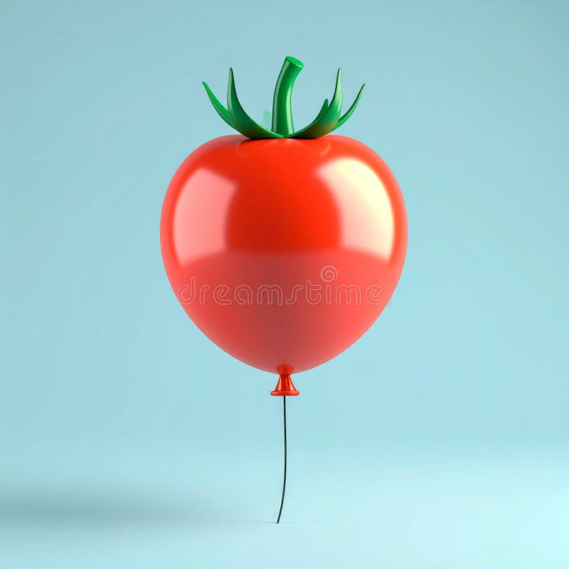 Red Tomato Balloon on Blue Background Stock Illustration - Illustration ...