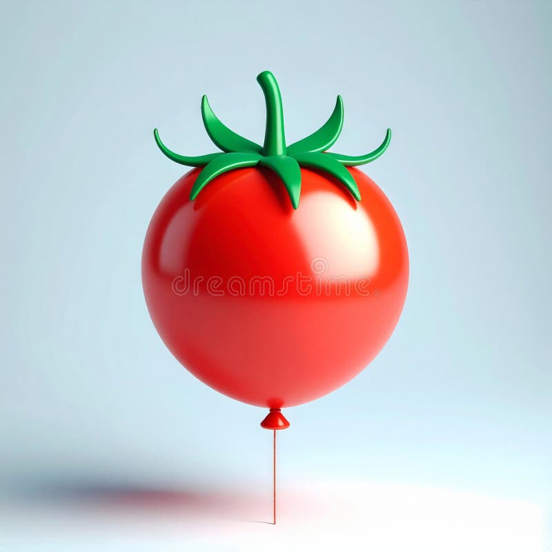 Red Tomato Balloon Illustration on White Background Stock Illustration ...