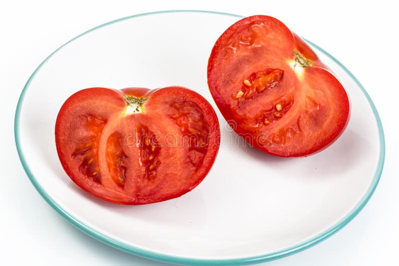 Red tomato, cut in half stock photo. Image of ripe, single - 92684958