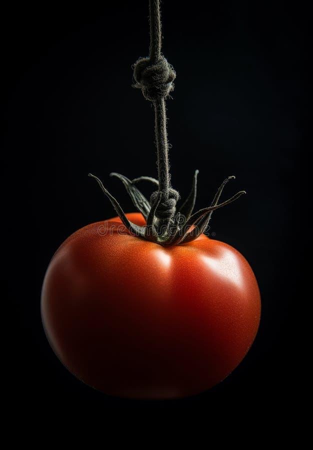 Red Tomato is Hanging on Rope Stock Photo - Image of fresh, refreshment ...