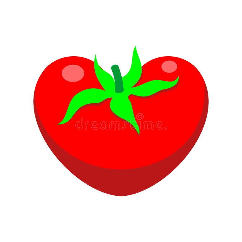 Red Tomato Healthy Heart-shaped Vegetable Stock Vector - Illustration ...