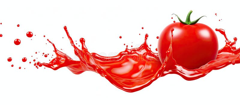A Red Tomato with a Splash of Liquid on it Stock Photo - Image of ...