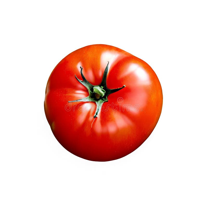 A Red Tomato with a Stem on Top. Isolated on Transparent Background ...