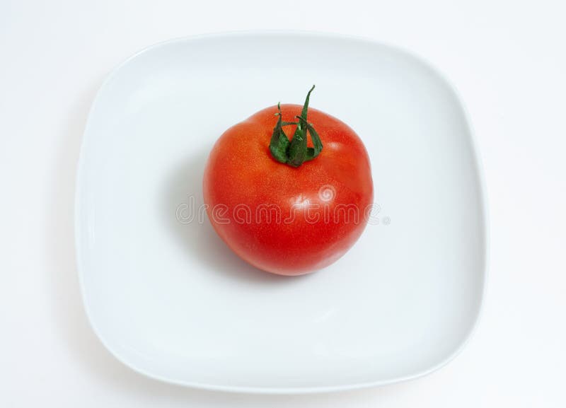 Red Tomato on a White Plate Stock Image - Image of diet, agriculture ...