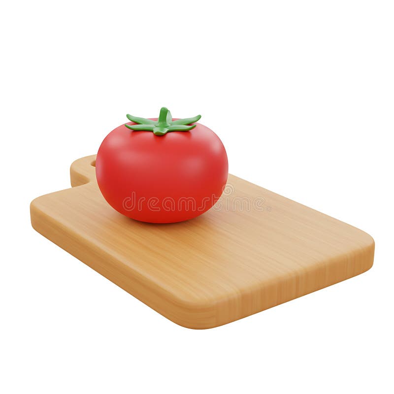 A Red Tomato on a Wooden Cutting Board Stock Illustration ...