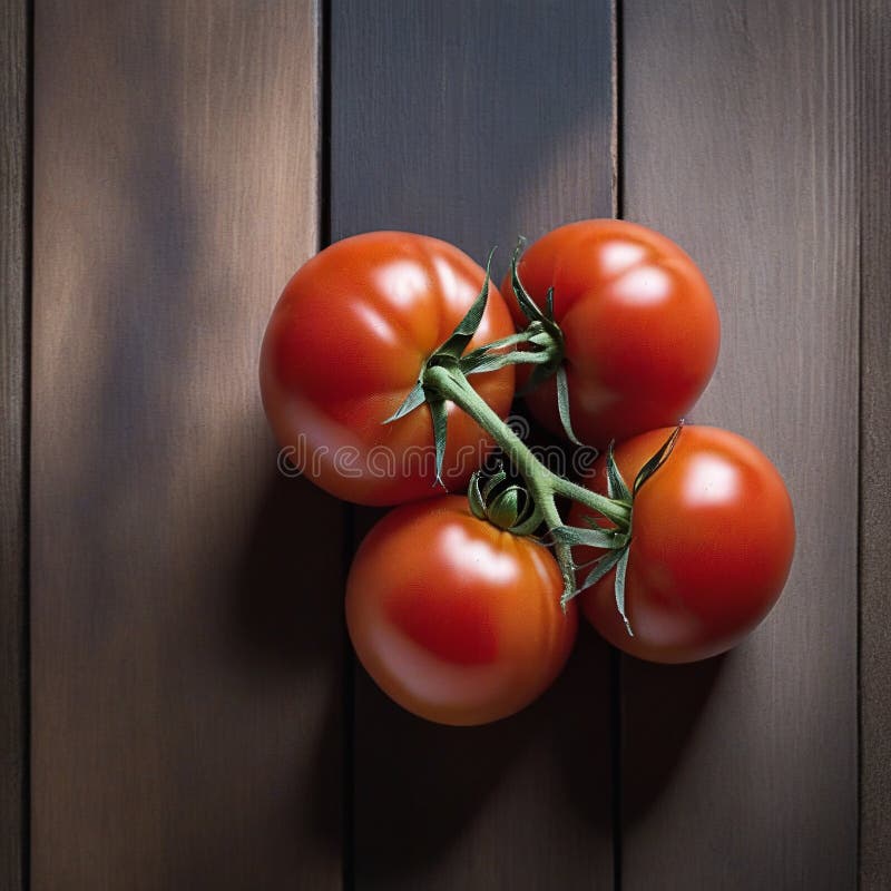 Red Tomato on Wooden Table, Highlighted from the Window. Play of Light ...