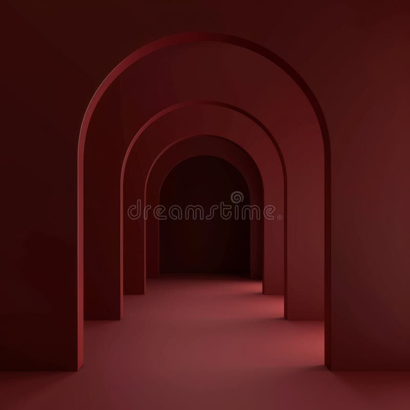 Red-toned Archway Corridor with Ambient Lighting Stock Photo - Image of ...