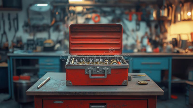 Tool Box Filled with Various Tools in a Workshop Environment Stock ...