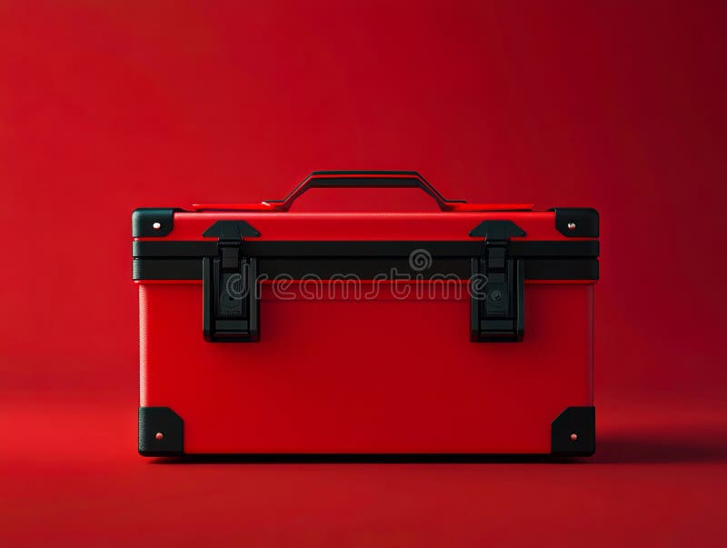 A Red Tool Box Sitting on Top of a Red Surface Stock Illustration ...
