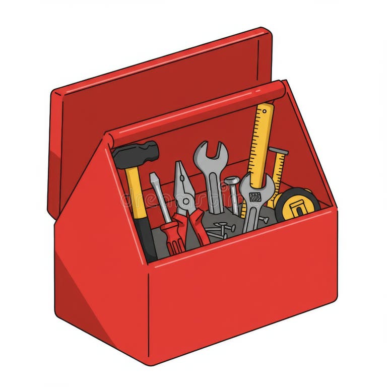 Red Toolbox with Assorted Hand Tools Stock Illustration - Illustration ...