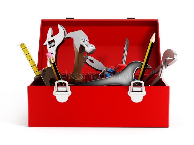 Red Toolbox Full of Hand Tools Stock Illustration - Illustration of ...