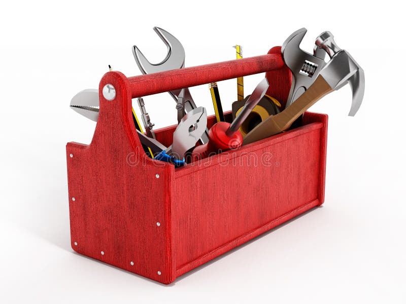 Red Toolbox Full of Hand Tools Stock Illustration - Illustration of ...