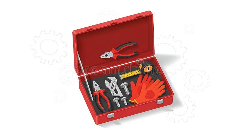 Red Toolbox with Hand Tools Stock Illustration - Illustration of ...
