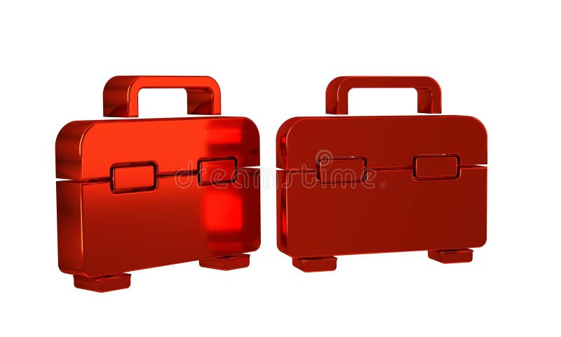 Red Toolbox Icon Isolated on Transparent Background. Tool Box Sign ...