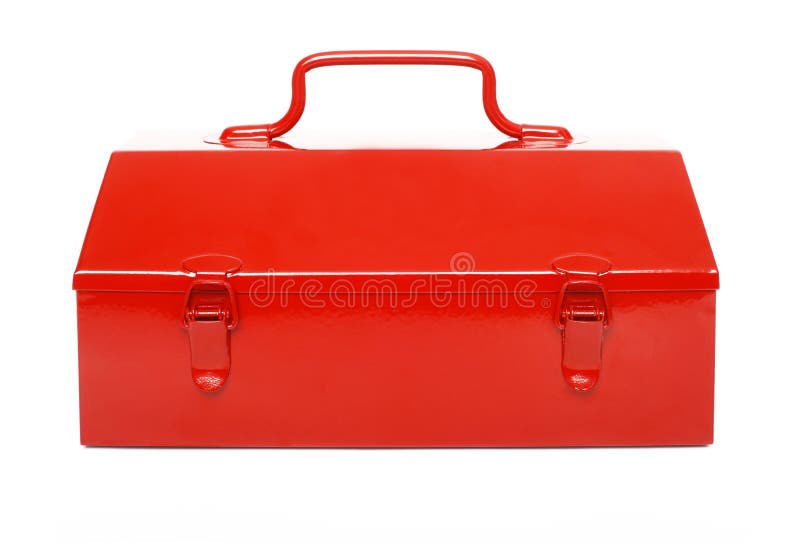 Red metal toolbox on white stock photo. Image of toolbox - 10762572