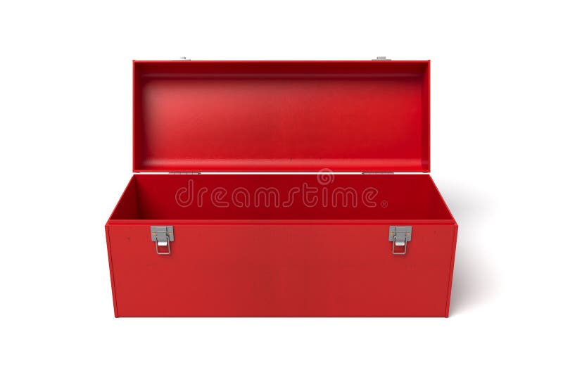 Red Toolbox Open, Front View on White Stock Illustration - Illustration ...