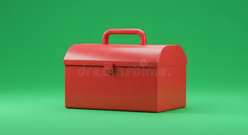 Red Toolbox Still Life on Green Backdrop Stock Photo - Image of ...