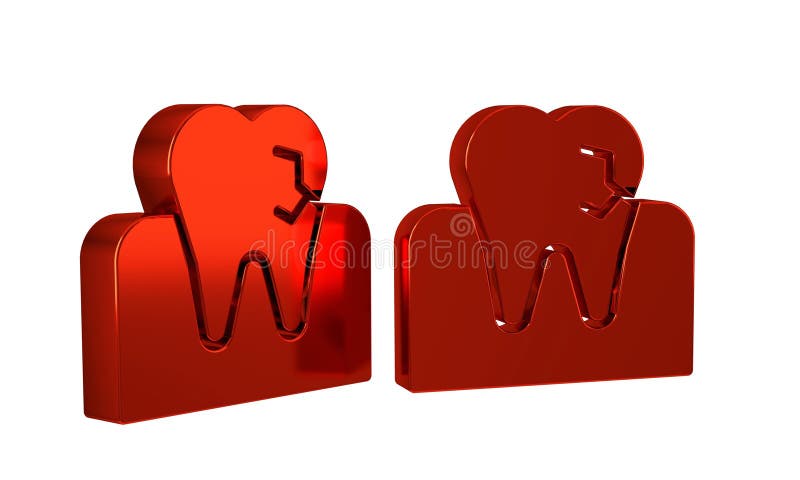 Red Tooth with Caries Icon Isolated on Transparent Background. Tooth ...