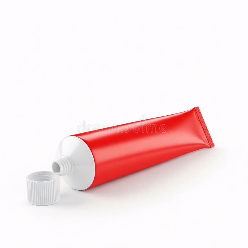 Red Tube of Toothpaste on a White Background. 3d Rendering Front View ...