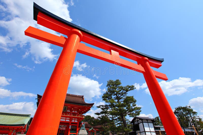 Red Torii in Front of Temple Stock Image - Image of green, asian: 38454911