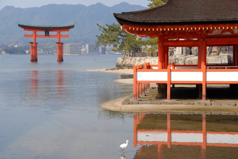 Red Torii Gate in the Water Stock Photo - Image of tidal, bird: 1835324