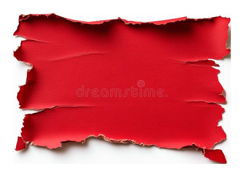 Red Torn Paper Background with Ragged Edges, Textured Design. Artistic ...