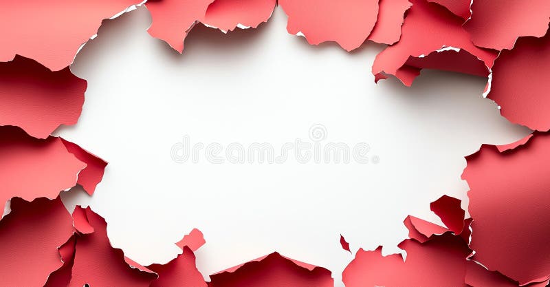 Red Torn Paper Creating a Frame Revealing a Blank White Space in the ...