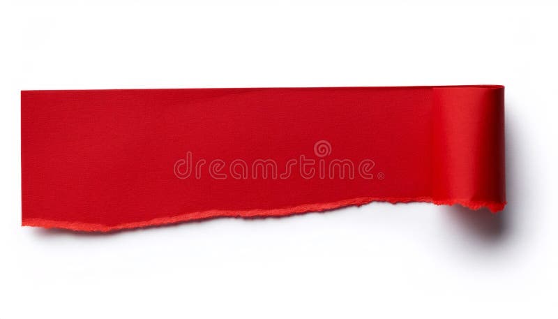 Red Torn Paper with Curled Edge Creating Copy Space on White Background ...
