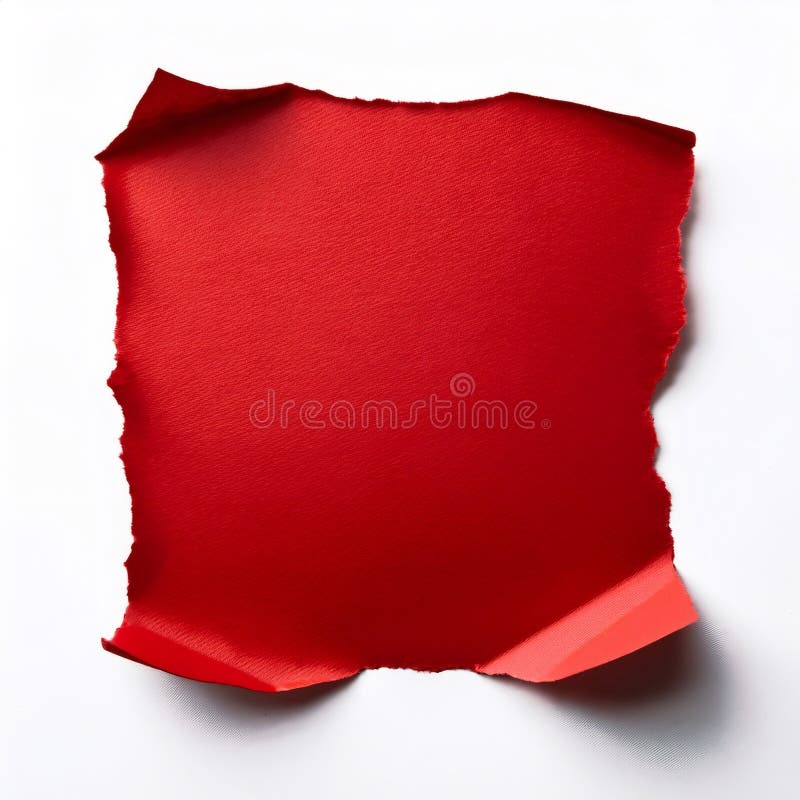 Red Torn Paper Edges Framing White Background, Revealing Blank Space ...
