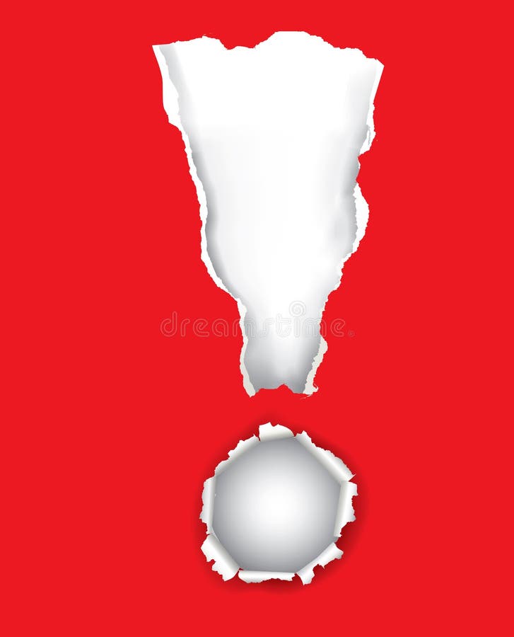 Red Torn Paper Exclamation Mark. Stock Vector - Illustration of paper ...