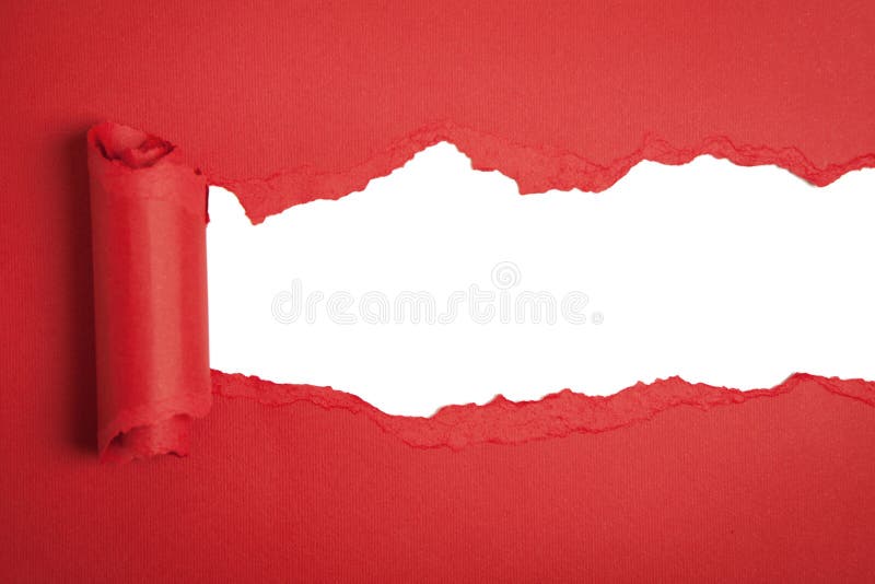 Red Torn Paper Revealing A White Background Stock Photo - Image: 25392058