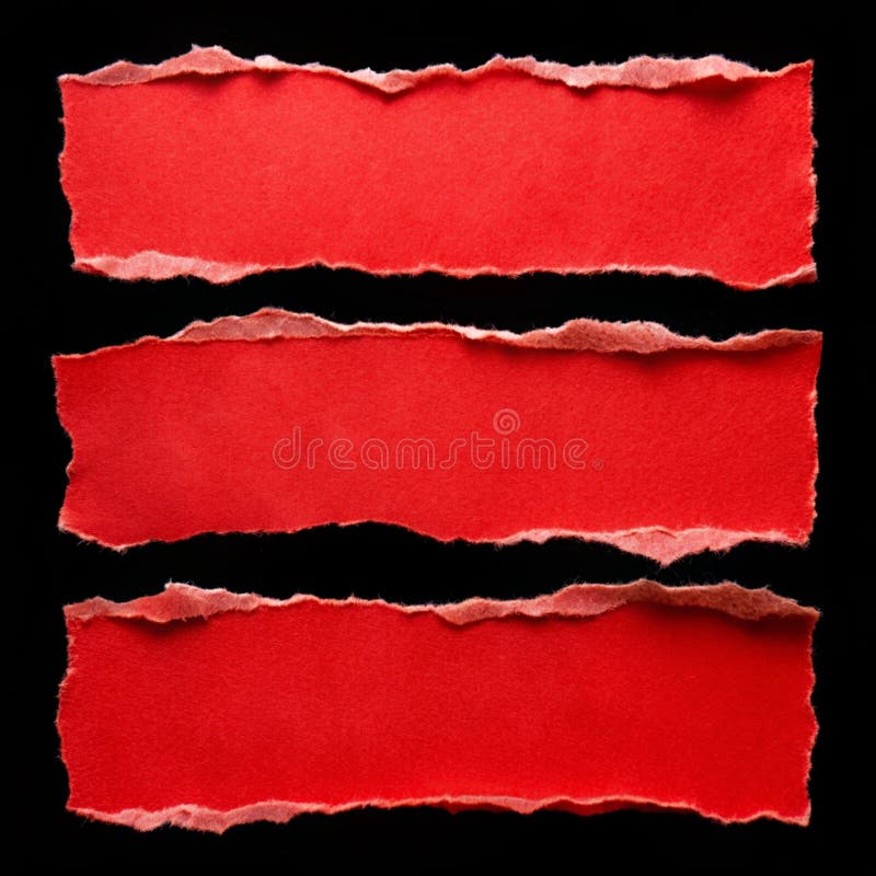 Red Torn Paper Strips Isolated on Black Background Stock Illustration ...