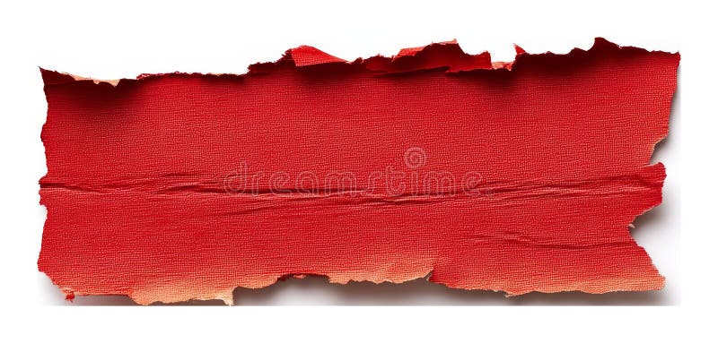Red Torn Paper with Textured Surface and Frayed Edges Isolated on ...