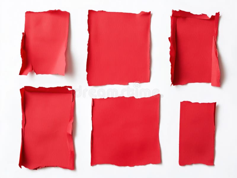 Red Torn Paper Textures with Rough Edges for Creative Design Projects ...