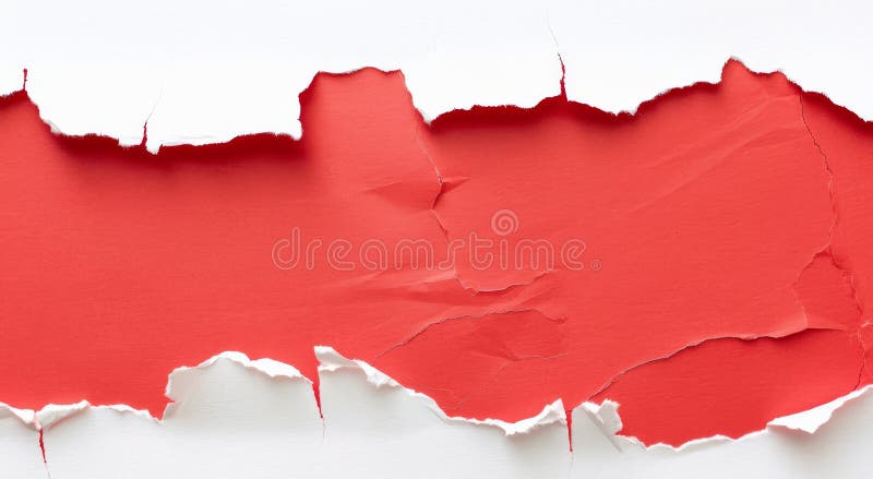 Red Torn Paper with White Background for Text or Design. Minimalistic ...