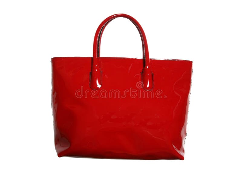 Red tote bag stock image. Image of white, accessory, leather - 11908377