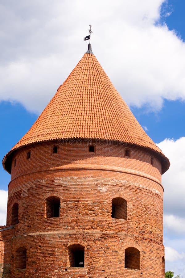 Red tower stock image. Image of brick, stone, trakaj - 29581283