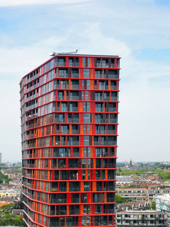 Red Tower of Calypso Building N Rotterdam Editorial Photo - Image of ...