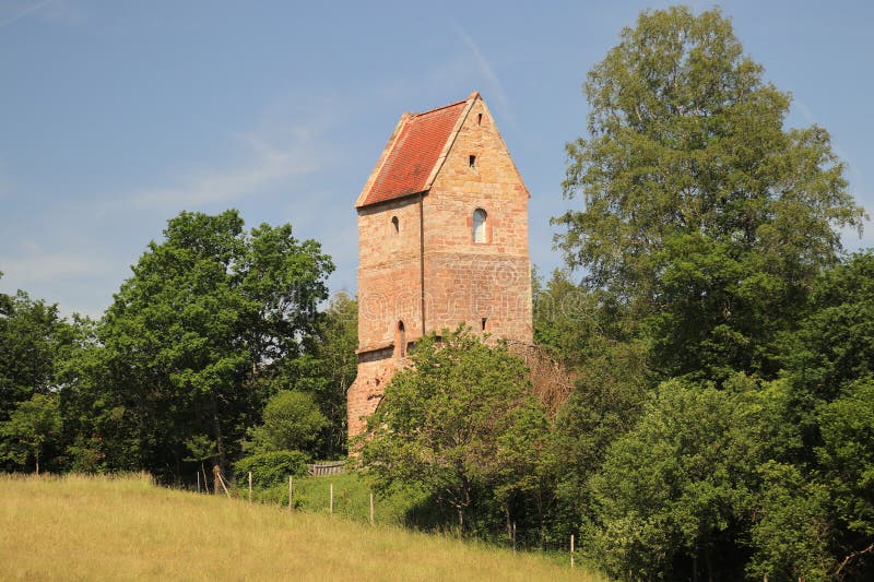 Red Tower stock image. Image of building, interest, tree - 274425323