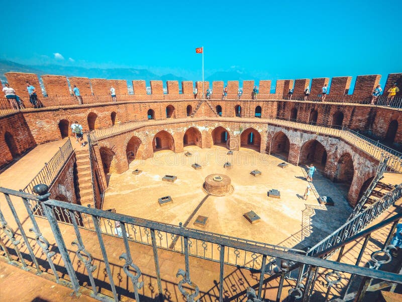 Red Tower Kizil Kule Inside at Summer 2019. Alanya, Turkey Stock Image ...