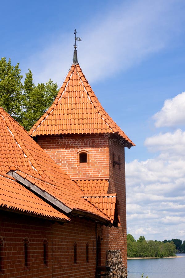 Red tower stock photo. Image of water, roof, brick, summer - 30108160